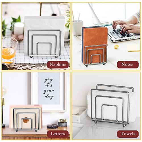 Housolution Napkin Holder, Simple Design Metal Napkin Holders Upright Decorative Napkins Holder for Home Kitchen Table, Silver