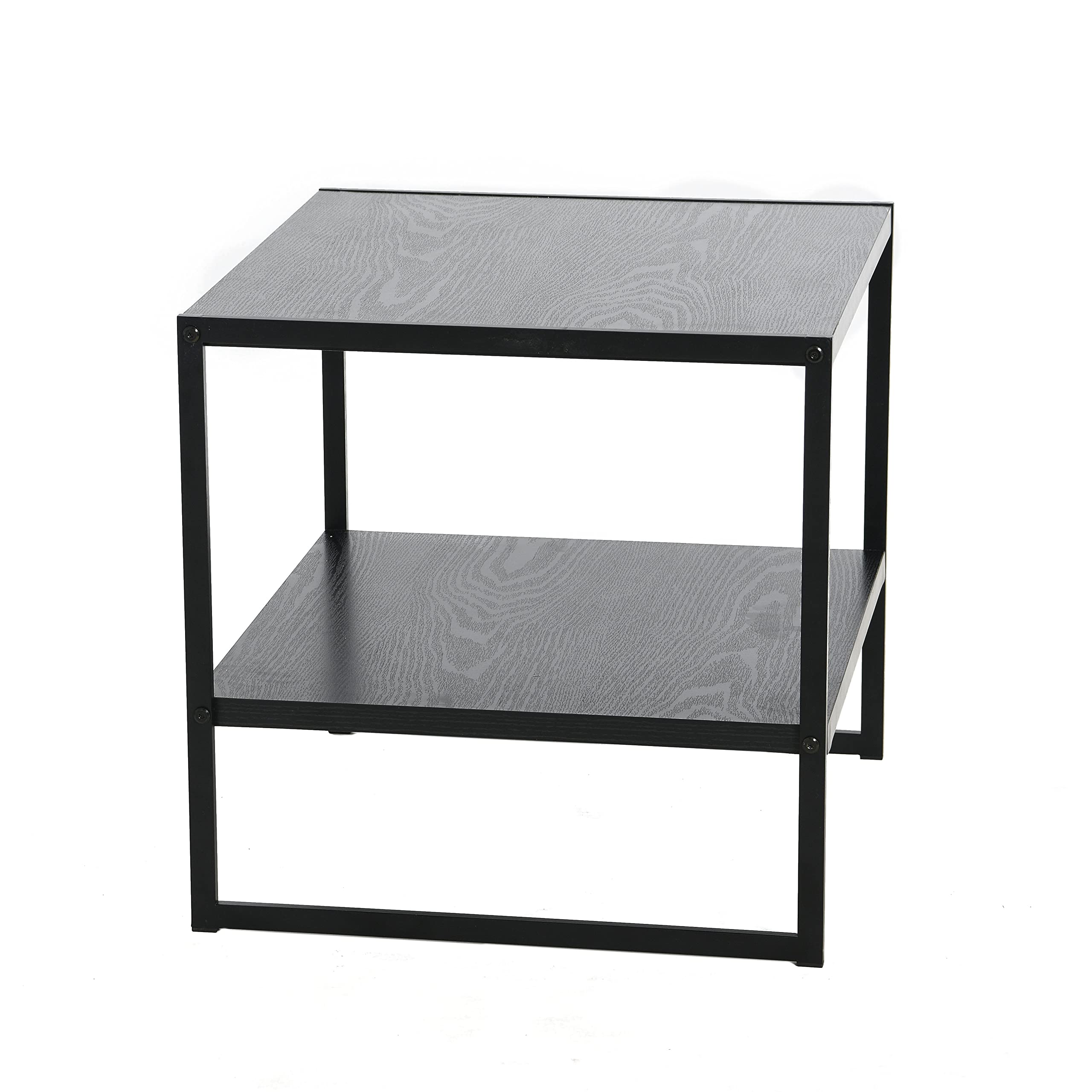 Household Essentials Black Oak Square Side Table with Shelf