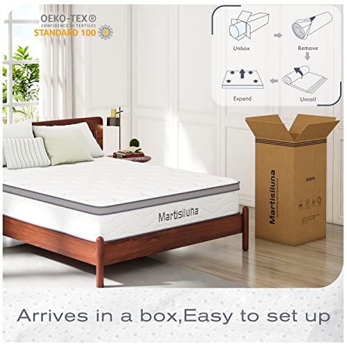 Martisiluna Full Mattress, 10.5 Inch Memory Foam Full Hybrid Mattress in a Box, with Antistatic Silver Fiber Fabric, Double Edge Support & Pressure Relief, CertiPUR-US Certified
