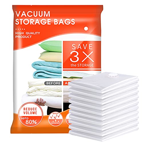 Vacuum Storage Bags for Home，80% More Storage,Space Saver Bags for Bedding Comforter Pillows Blanket Clothes(10 Pack, 10 X-Large)