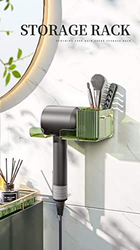 Jaugufiy Hair Dryer Wall Mount Holder with Comb Holder for Most Hair Dryer for Dyson Hair Dryer (Transparent)