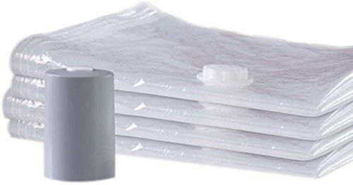 PAC 'N STACK, Handheld Vacuum Sealing Storage with Bags, Easy to Use, Reusable, Waterproof, Cordless, Compact, and Portable, Ideal for Travel, Reduces Volume (16 Pack Bags)