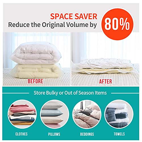 Vacuum Storage Bags for Home，80% More Storage,Space Saver Bags for Bedding Comforter Pillows Blanket Clothes(10 Pack, 10 X-Large)