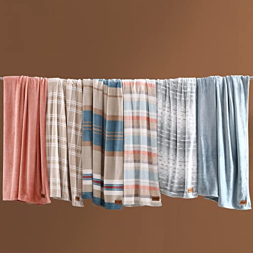 Wrangler - King Blanket, Ultra Soft Plush Fleece Blanket (Modern Serape Stripe Blue, King)