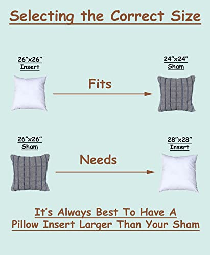 Pillowflex Synthetic Down Pillow Insert - 26x26 Down Alternative Pillow, Insert for Square Euro Sham, European Size Pillow - Polyester Accent Sofa Couch Bed Pillow - 1 Decorative Pillow Form