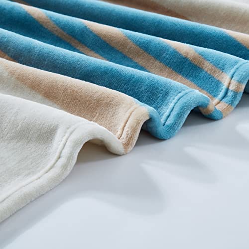 Wrangler - King Blanket, Ultra Soft Plush Fleece Blanket (Modern Serape Stripe Blue, King)