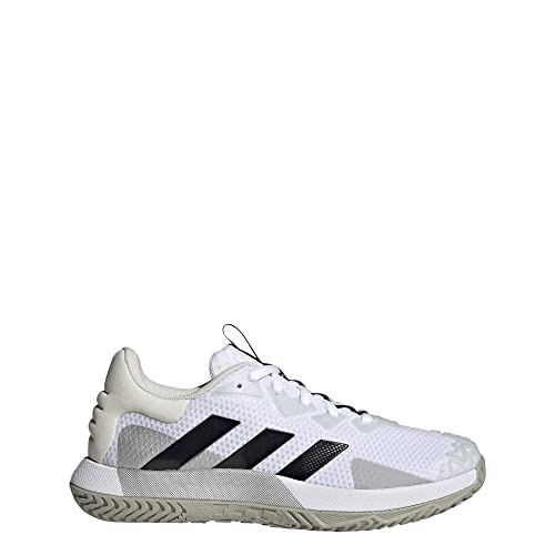 adidas Men's Solematch Control Tennis Shoe, White/Black/Lucid Blue, 7