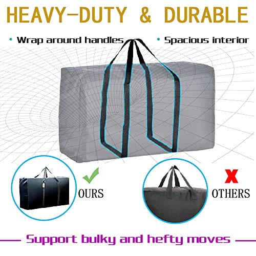3 Pack Oversized Moving Bags with Zippers & Carrying Handles,Organizer Bag,Carrying Bag,Camping Bag,Heavy Duty Storage Tote For Clothing Storage,College Moving,Moving Supplies(Black)