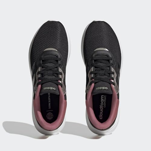 adidas Women's QT Racer 3.0 Sneaker, Black/Black/Pink Strata, 9