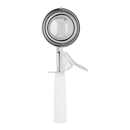 Met Lux 4.66 Ounce Portion Scoop, 1 Durable Cookie Scoop - #6, With White Handle, Stainless Steel Disher, For Portion Control, Scoop Cookie Dough, Cupcake Batter, or Ice Cream - Restaurantware