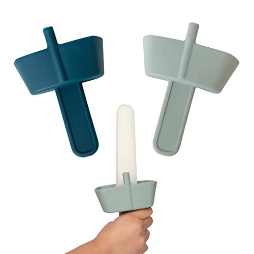 Mango Co. Silicone Popsicle Holder For Kids No Drip With Built In Straw 2 PACK (Dark Green/Sage)