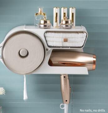 NA Punching Free washcloth Storage Rack Wiping Towel Storage Box Wall Mounted Toilet Storage Rack Hair Dryer Support Rack