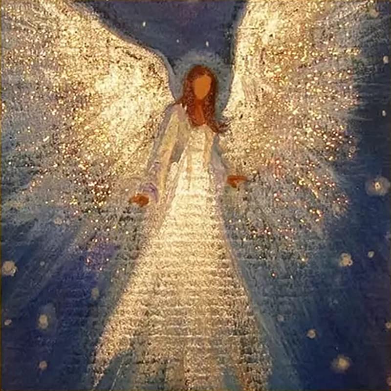 5D Diamond Painting Kits Abstract Angel Girl Full Drill Round Diamond Art Gems Stone Cross Stitch DIY Diamond Painting by Number Kits for Wall Decoration 16x20inch