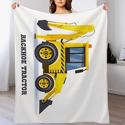 Backhoe Tractor Excavator Bulldozer Loader Blanket, Soft Cozy Flannel Throw Blanket Plush Fuzzy Custom Blanket All Season Sofa Bed Couch 40"x50"