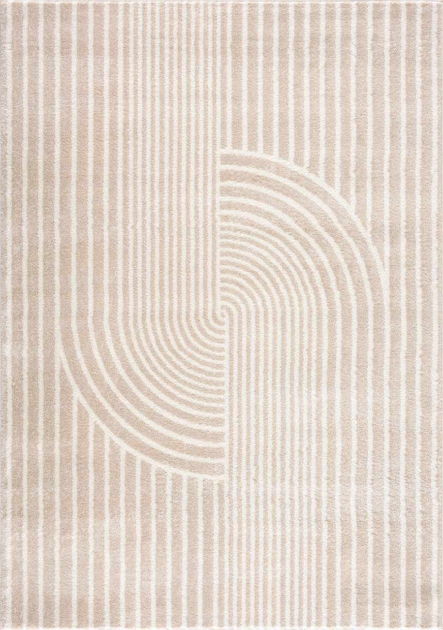 Abani Rugs Beige Arch Pattern Knot Modern Print Premium Area Rug - Contemporary No-Shed Neutral 5’3” x 7’6” (5'x8') Bedroom Rug