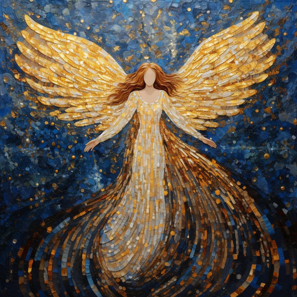 Ourtimfun 5D Diamond Painting Kits Abstract Angel Girl Full Drill Round Diamond Art Gems Stone Cross Stitch DIY Diamond Painting by Number Kits for Wall Decoration 14x14inch, Clear