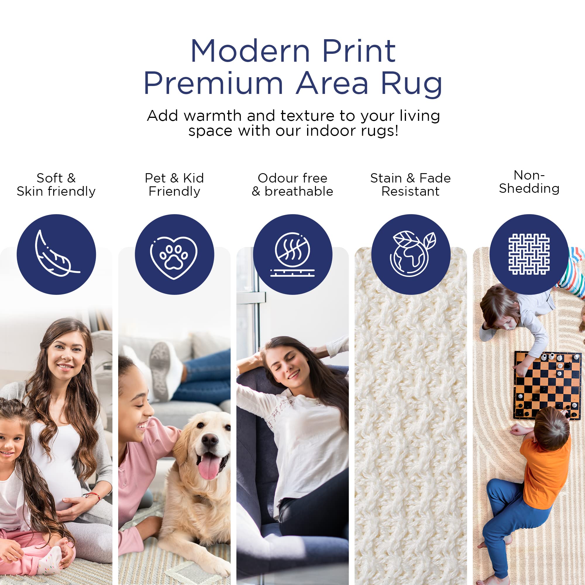 Abani Rugs Beige Arch Pattern Knot Modern Print Premium Area Rug - Contemporary No-Shed Neutral 5’3” x 7’6” (5'x8') Bedroom Rug