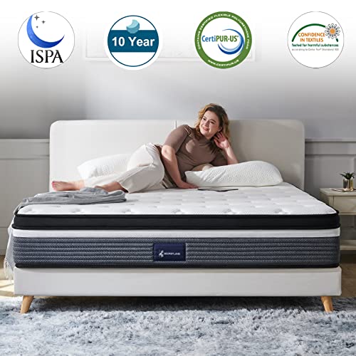 S SECRETLAND Queen Mattress, 12 Inch Cooling-Gel Memory Foam and Individually Pocket Innerspring Hybrid Mattress, Queen Bed Mattress in a Box, CertiPUR-US Certified,60β*80β, Medium Feel