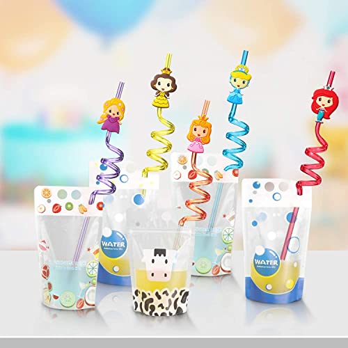 Disneys Princess Birthday Party Supplies Drinking Straws for Girl Party Favors with 2 Cleaning Brush (25+2)