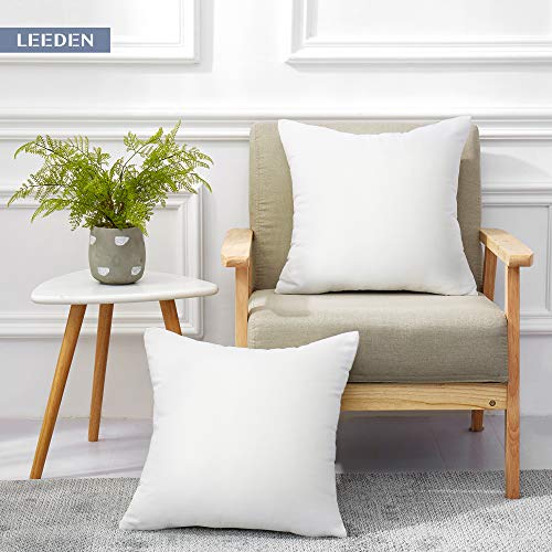 Leeden 20 x 20 Pillow Inserts (Set of 2) - Throw Pillow Inserts with 100% Cotton Cover - 20 Inch Square Interior Sofa Pillow Inserts - Decorative Pillow Insert Pair - White Couch Pillow