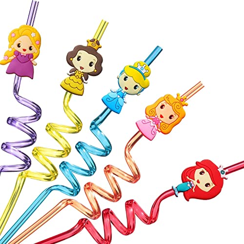 Disneys Princess Birthday Party Supplies Drinking Straws for Girl Party Favors with 2 Cleaning Brush (25+2)