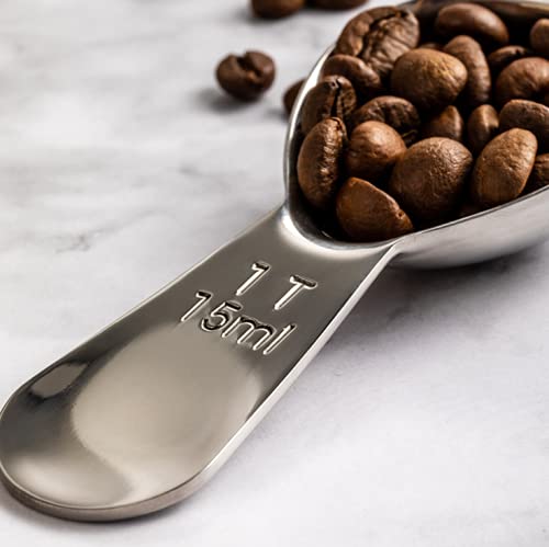 2 Pack SHENGQIDZ Stainless Steel Measuring Coffee Scoop 2&1 tablespoon Short Handle Tablespoon Measuring Spoons for Coffee Tea Sugar (15 ml & 30 ml)