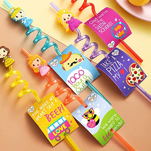 Disneys Princess Birthday Party Supplies Drinking Straws for Girl Party Favors with 2 Cleaning Brush (25+2)