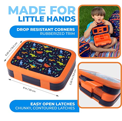 Bento Lunch Box for Kids Toddlers Boys Girls, 5 Portion Sections Secure Lid, Microwave Safe BPA Free Removable Tray, Pre-School Kid Daycare Lunches Snack Container, Unicorn Dinosaur 2 pack