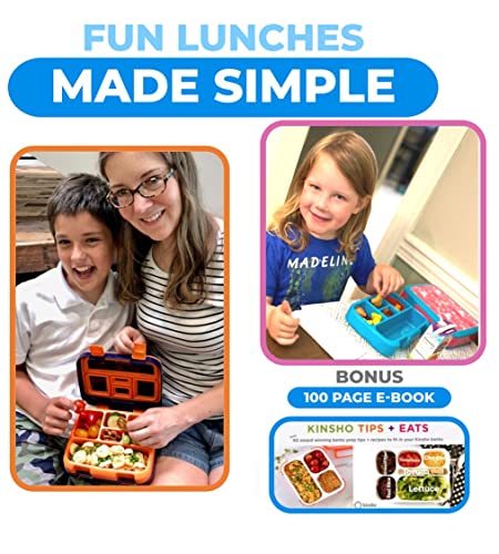 Bento Lunch Box for Kids Toddlers Boys Girls, 5 Portion Sections Secure Lid, Microwave Safe BPA Free Removable Tray, Pre-School Kid Daycare Lunches Snack Container, Unicorn Dinosaur 2 pack