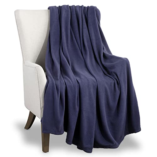 Martex Fleece Blanket King Size - Fleece Bed Blanket - All Season Warm Lightweight Super Soft Anti Static Throw Blanket - Navy Blanket - Hotel Quality- Blanket For Couch (108x90 Inches, Navy)