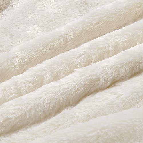 Home Soft Things Double Sided Faux Fur Bed Couch Throw Blanket, Oatmeal, 70'' x 80'', Soft Luxurious Warm Heavy Cuddly Throw Blanket for Couch Sofa Chair Home Décor