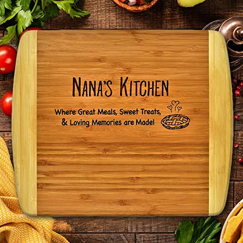 NANA GIFT- Engraved 2-Tone Bamboo Cutting Board - 2-Sided Design Engraved Side Designed For Decor Reverse Side For Usage – Best Grandma Ever Birthday Mother’s Day Christmas (11 1/2 x 13 1/2)