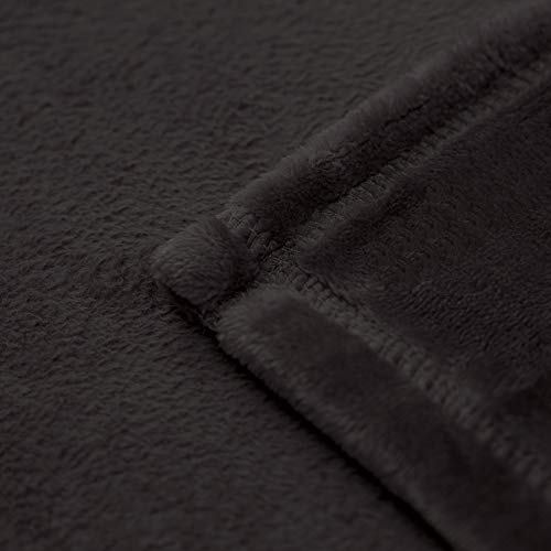 Kingole Flannel Fleece Microfiber Throw Blanket, Luxury Black Queen Size Light Weight Cozy Couch Bed Super Soft and Warm Plush Solid Color 250GSM (90 x 90 inches)