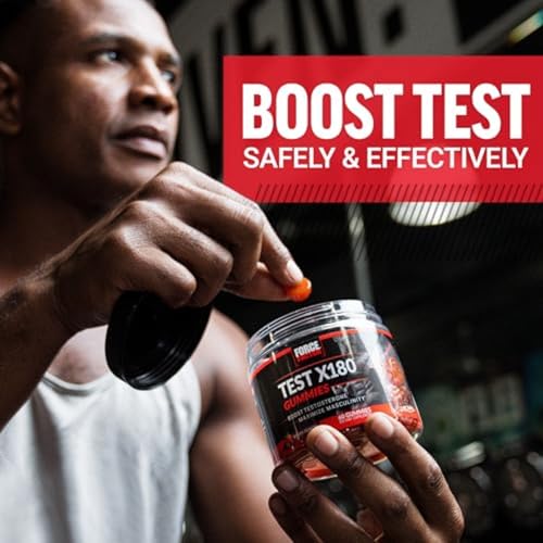 Force Factor Test X180 Gummies Testosterone Booster for Men with Tongkat Ali, Horny Goat Weed, Tribulus Terrestris, Fenugreek, & Black Maca, Supplement Men, Berry Punch, 60 Gummies, 1-Pack