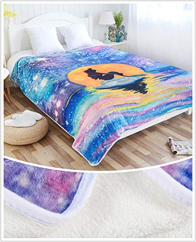 ENCOFT Flannel Bed Blanket Full Size for Couch Sofa and Bed, Soft Galaxy Mermaid Throw Blanket