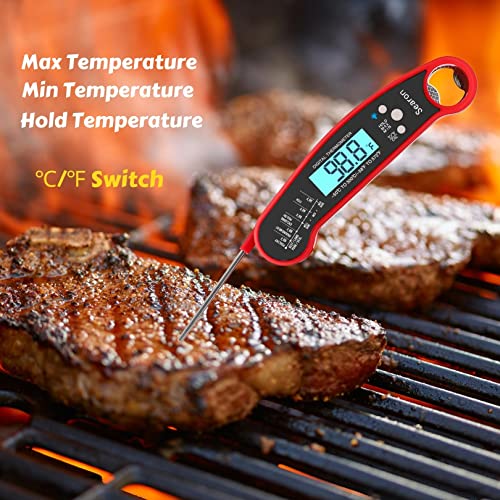 Searon Meat Thermometer for Cooking - FT002R Instant Read Food Thermometer for Kitchen BBQ Grilling Smoker Baking Turkey. (Red + Black)