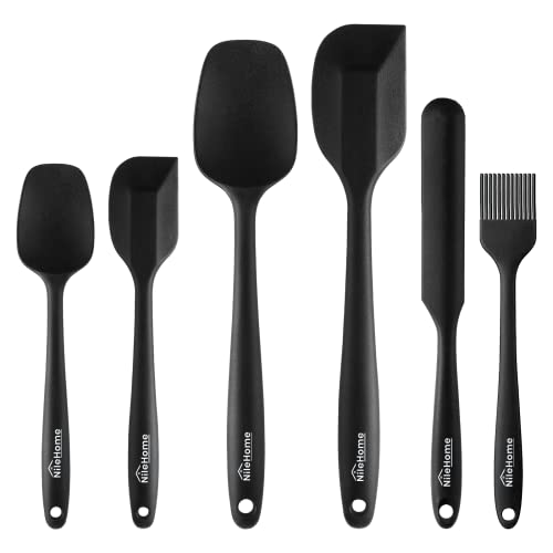 NileHome Silicone Spatula Set 6 Pieces Food Grade Kitchen Utensils with Silicone Brush Heat Resistant BPA-free Rubber Spatula for Scraping, Baking, Cooking, Mixing