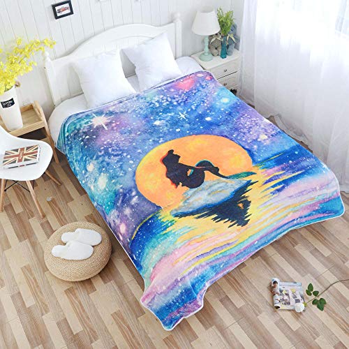 ENCOFT Flannel Bed Blanket Full Size for Couch Sofa and Bed, Soft Galaxy Mermaid Throw Blanket