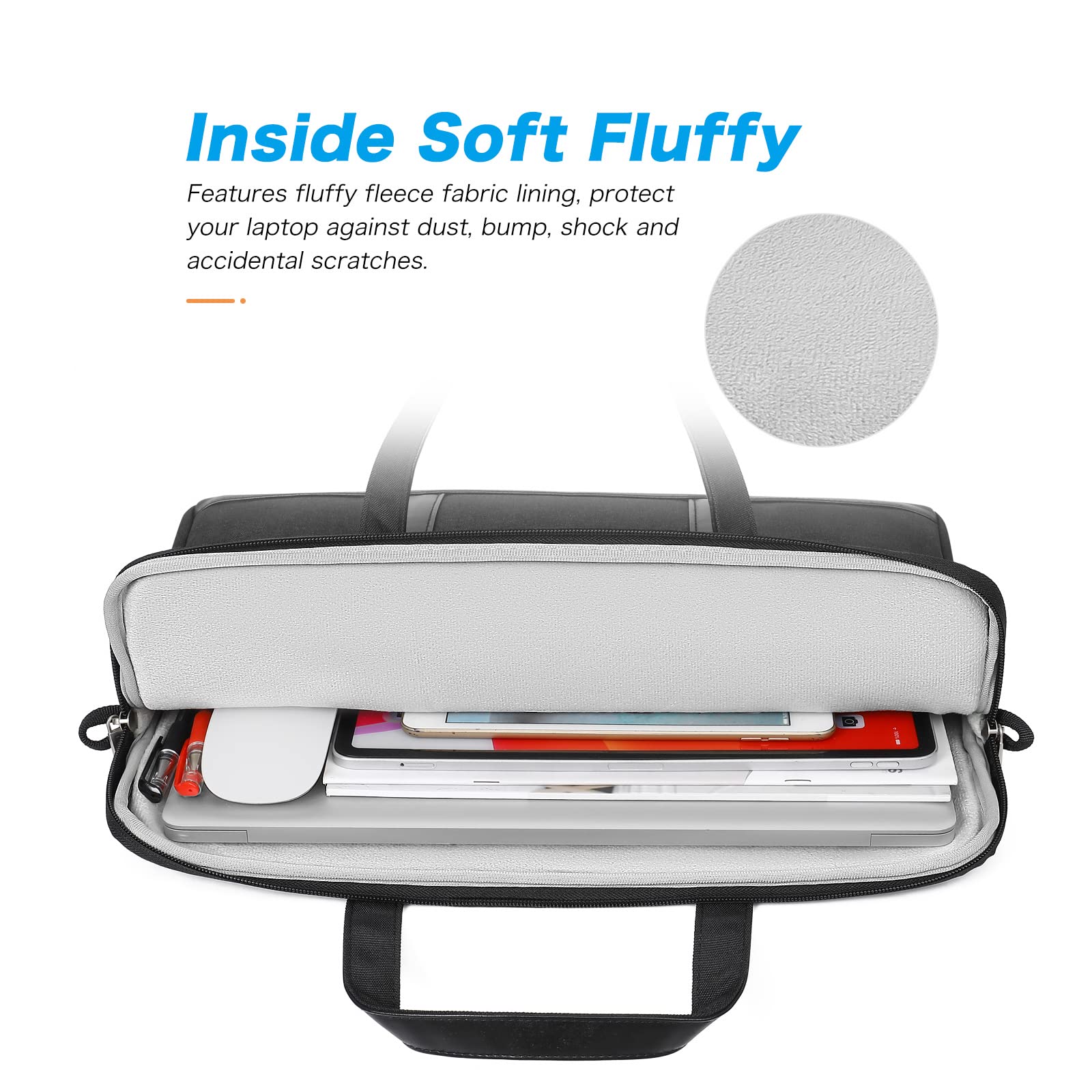 MOSISO Laptop Shoulder Bag Compatible with MacBook Pro 16 2023-2019 M2 A2780 M1 A2485 A2141,15-15.6 inch Notebook, Polyester Sleeve with Front Button Pocket&Fix Handle&PU Leather Bottom&Belt, Black
