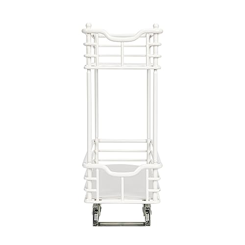 Household Essentials Glidez Multipurpose Paint-Finished Steel Pull-Out/Slide-Out Storage Organizer with Plastic Liner for Under Cabinet Use - 2-Tier Design - Fits Standard Size Cabinet or Shelf, White