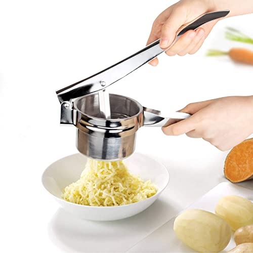 Potato Ricer Stainless Steel Potato Masher, Food Ricer, Fruit and Vegetables Press with 3 Removable and Interchangeable Discs, Manual Masher Ricer Kitchen Tool