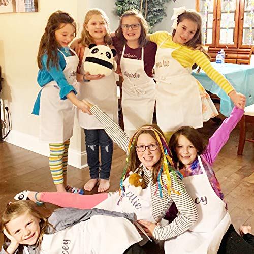 Novelty Place Kid's Apron with Chef Hat Set (3 Set) - Skin-friendly Childrenās Bib with Pocket - Cooking, Baking, Painting, Training Wear - Kid's Size (6-12 Year, White)
