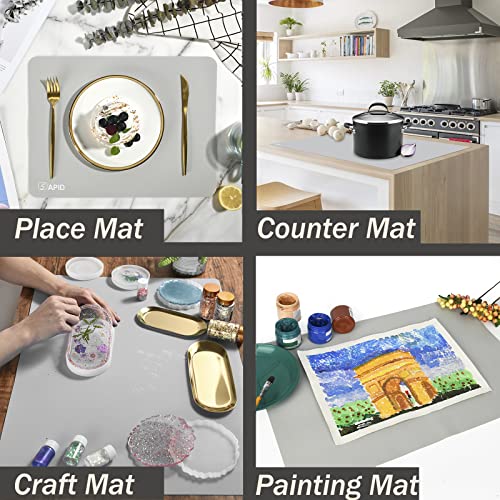 Extra Large Silicone Mat 36" x 24" Place Mats, Heat Resistant Mat for Kitchen Countertop Protector, Thick Placemats Washable Silicone Mats for Kitchen Counter Mat Dining Table Mat, Grey, Sapid