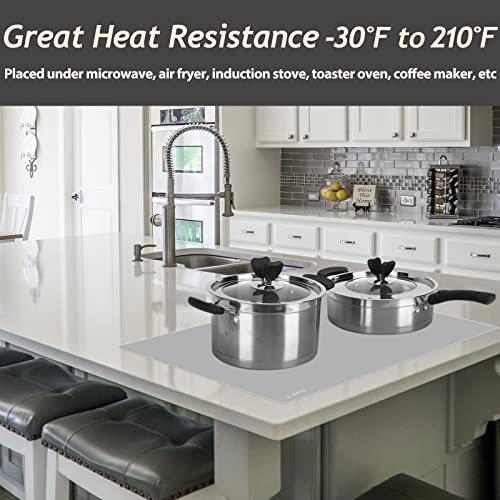 Extra Large Silicone Mat 36" x 24" Place Mats, Heat Resistant Mat for Kitchen Countertop Protector, Thick Placemats Washable Silicone Mats for Kitchen Counter Mat Dining Table Mat, Grey, Sapid
