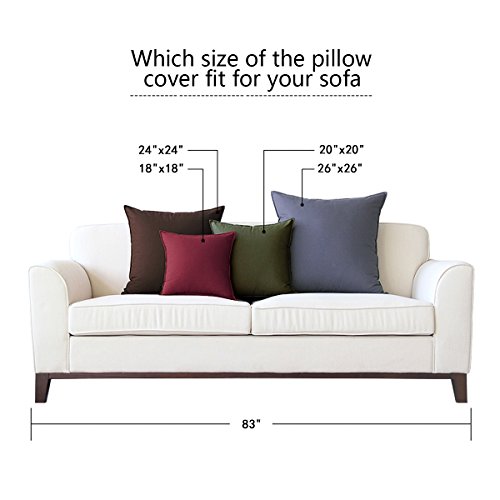 Jeanerlor Pack of 2 24 x 24 Inch Cotton Linen Soft Soild Decorative Square Throw Pillow Covers Green Cushion Case Set for Bedroom/Sofa/Car 60 x 60 Cm,Olive Green