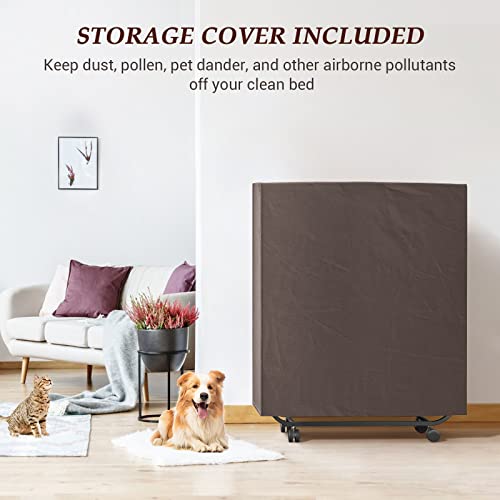 Homieasy Folding Bed with Mattress, Portable Foldable Bed with Storage Cover, Rollaway Bed for Adults with Memory Foam Mattress and Metal Frame, Cot Size Extra Guest Bed on Wheels (75β x 31β)