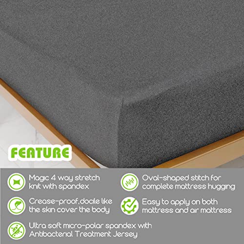 COSMOPLUS Queen Fitted Sheet Only(No Flat Sheet or Pillow Shams),4 Way Stretch Micro-Knit,Snug Fit,Wrinkle Free,for Standard Mattress and Air Bed Mattress from 8” Up to 14”,Light Hemp Gray