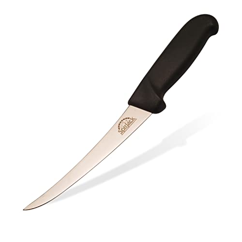 SpitJack Smoked BBQ 6 Inch Curved Beef Brisket Trimming and Boning Knife and 11" Meat Slicing Knife Bundle. Stainless Steel.
