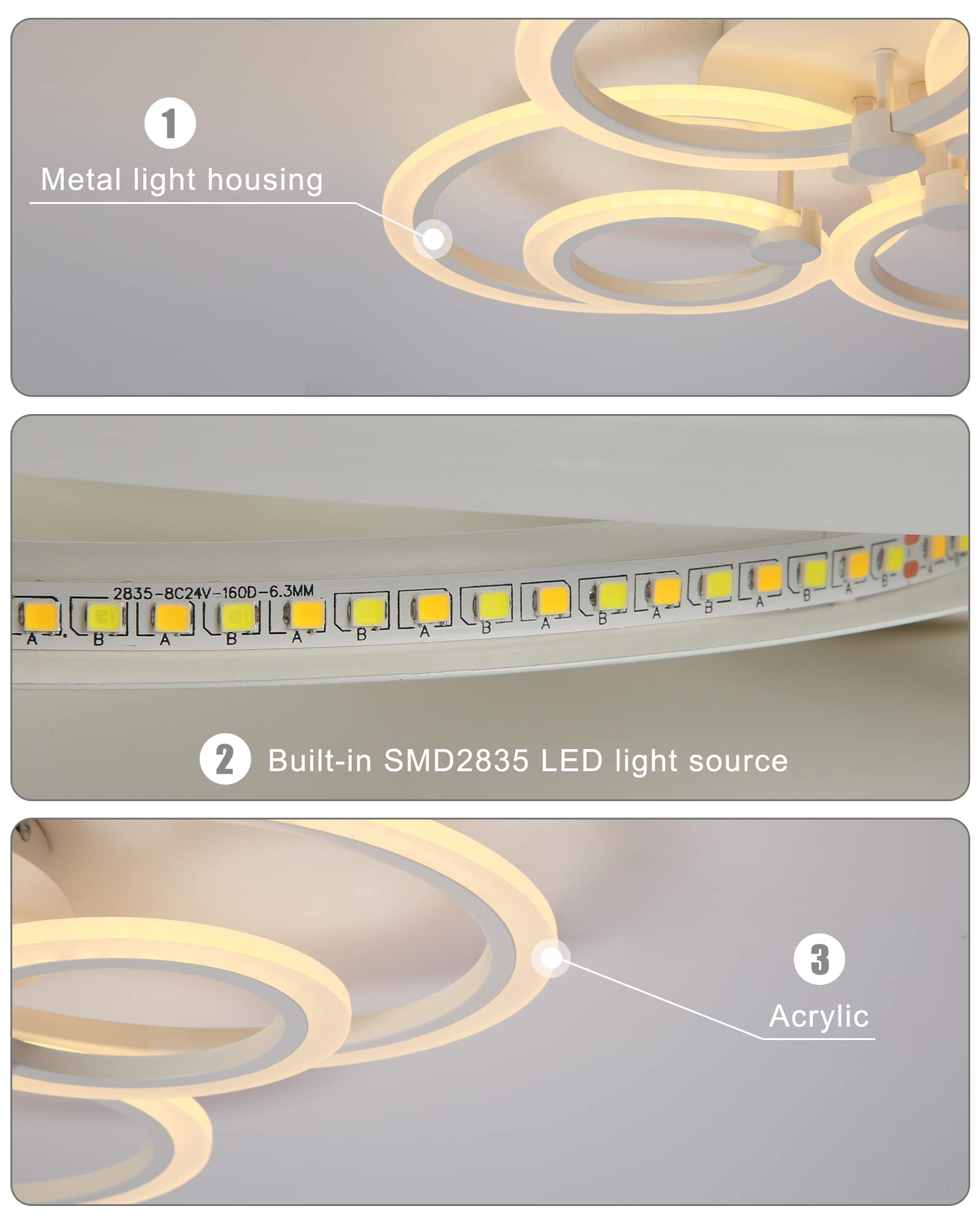 SJV Modern LED Ceiling Light: 27 Inch Flush Mount Ceiling Light Fixture 60W Memory Timer LED Dimmable Lamps with Remote for Living Dining Room Lighting Bedroom Home 3000K/ 4000K/ 6500K