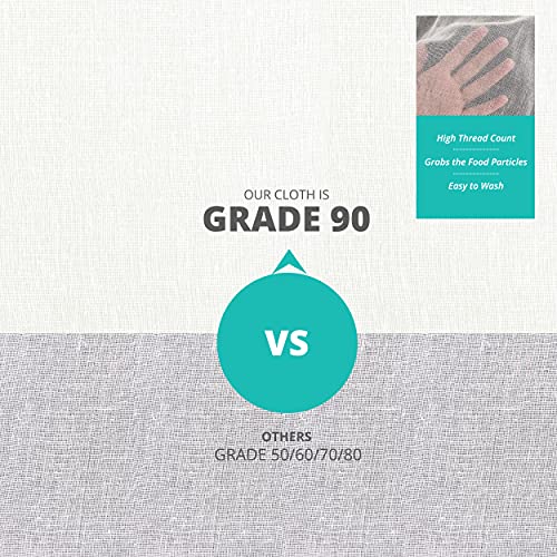 Yarnx Cheesecloth 20x20 Inches Hemmed - Grade 90 Muslin Cloth - 100% Ultra-Fine Unbleached Organic Cotton Cheese Cloths for Straining, Filtering, Cooking, Baking